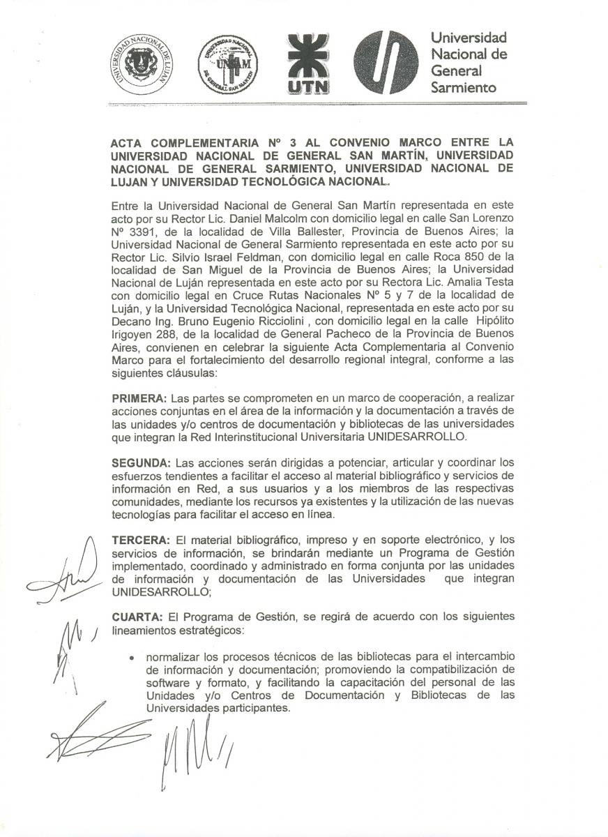 Actas Complementarias | Unidesarrollo